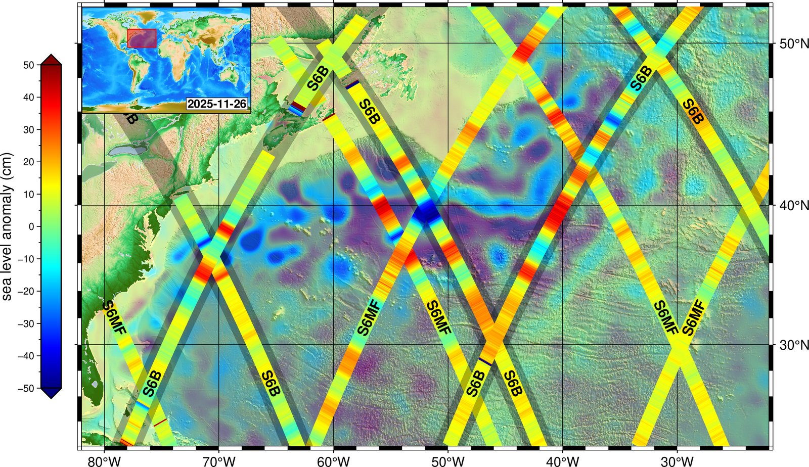 Sentinel-6B’s ‘First Light’ Captures Atlantic Ocean Sea Level Data ...
