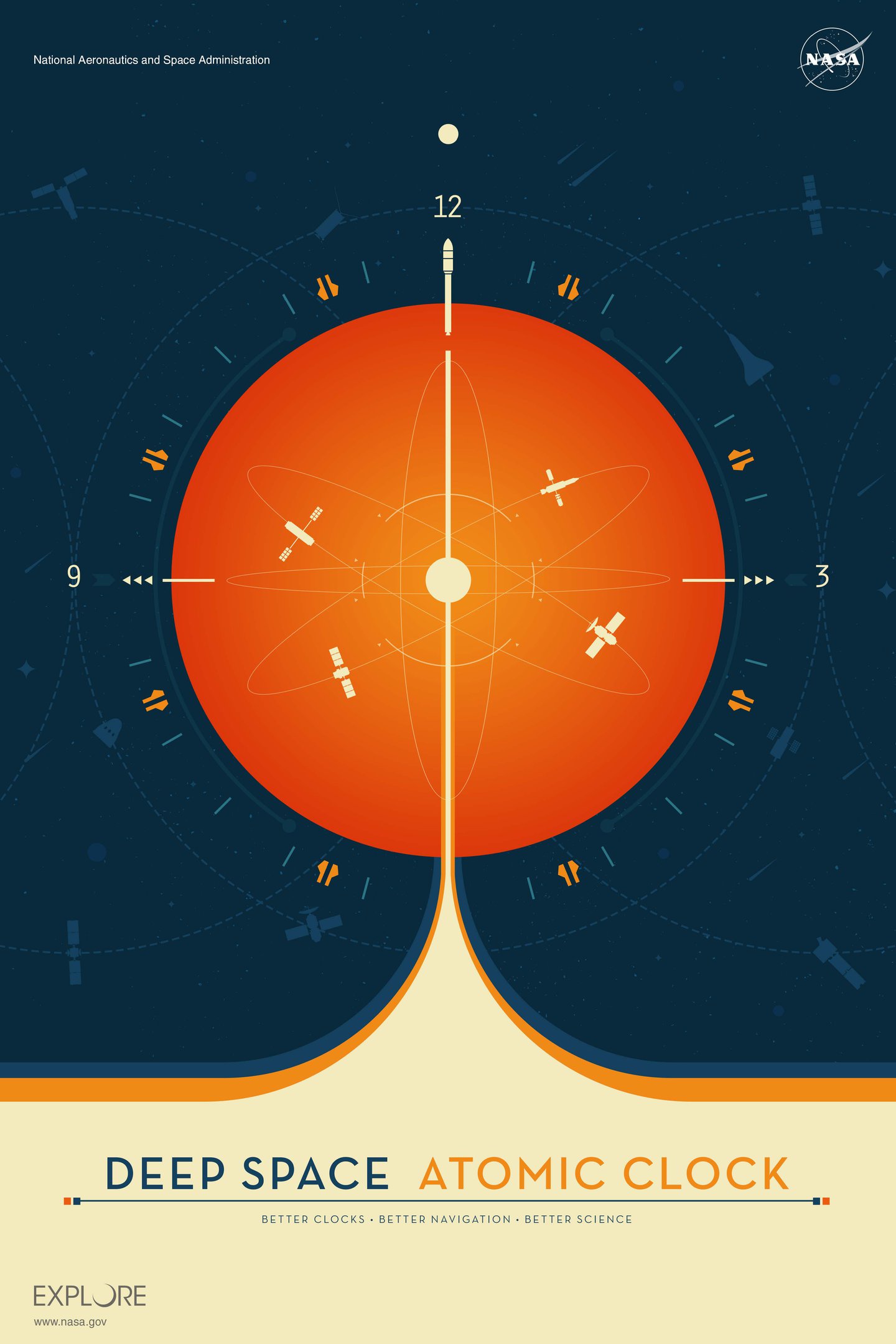 Deep Space Atomic Clock Poster - orange version | NASA Jet Propulsion ...