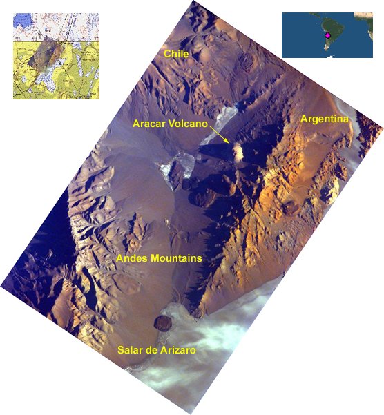 Aracar Volcano, Andes Mountains, Argentina near Chile Border | NASA Jet ...