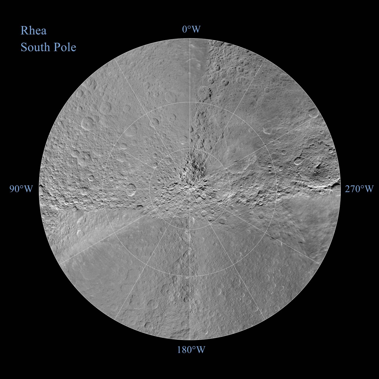 Rhea Polar Maps - February 2010 | NASA Jet Propulsion Laboratory (JPL)