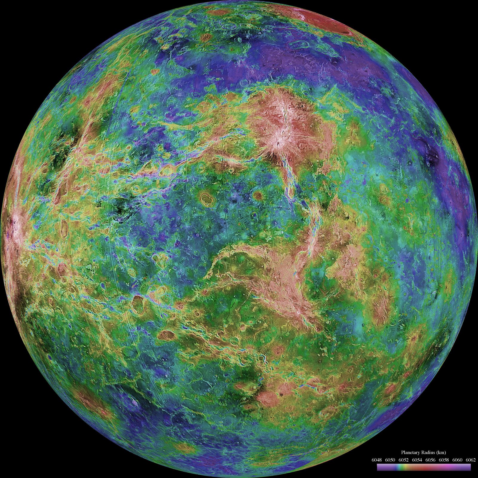 Hemispheric View of Venus Centered at 270° East Longitude