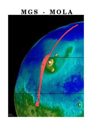 MGS Mars Orbiter Laser (MOLA) Surface Topography of Northern Hemisphere