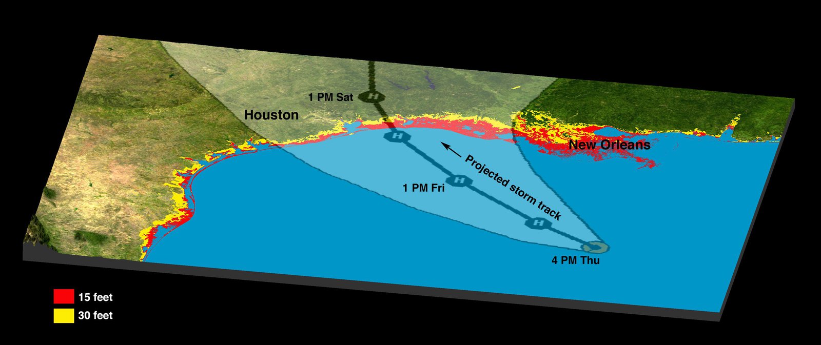 Hurricane Rita Track Radar Image with Topographic Overlay
