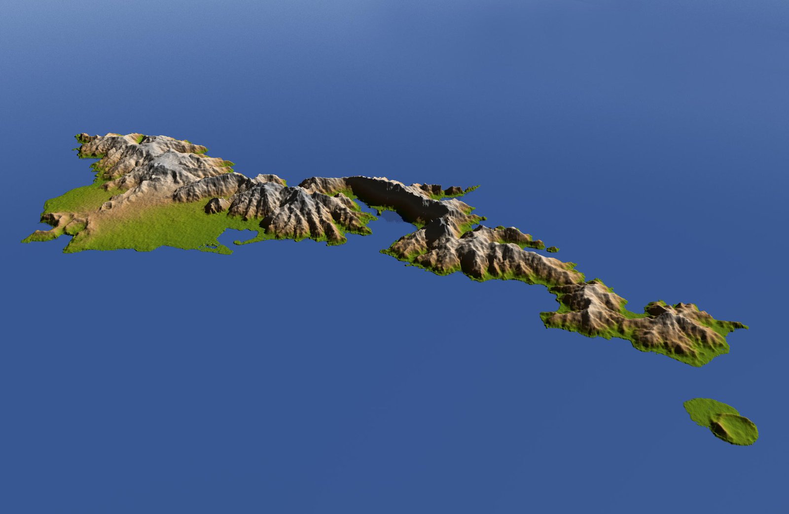 American Samoa, Shaded Relief and Colored Height