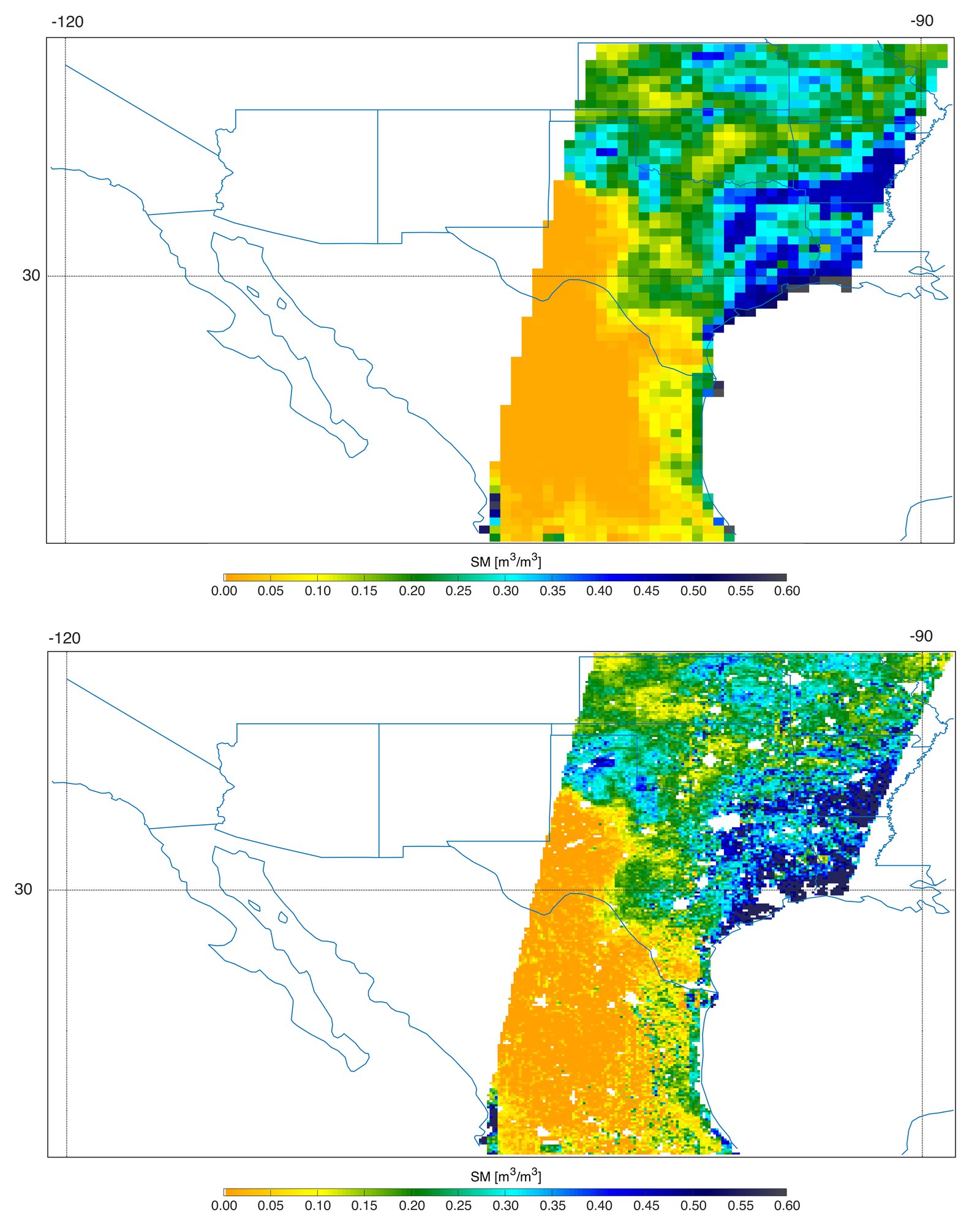 Southern U.S. Soil Moisture Map