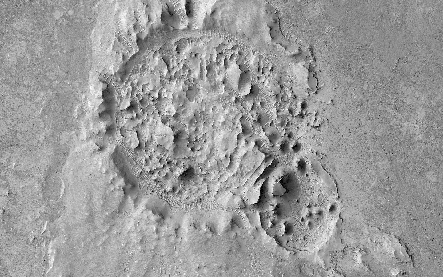 A Highly Disrupted Crater