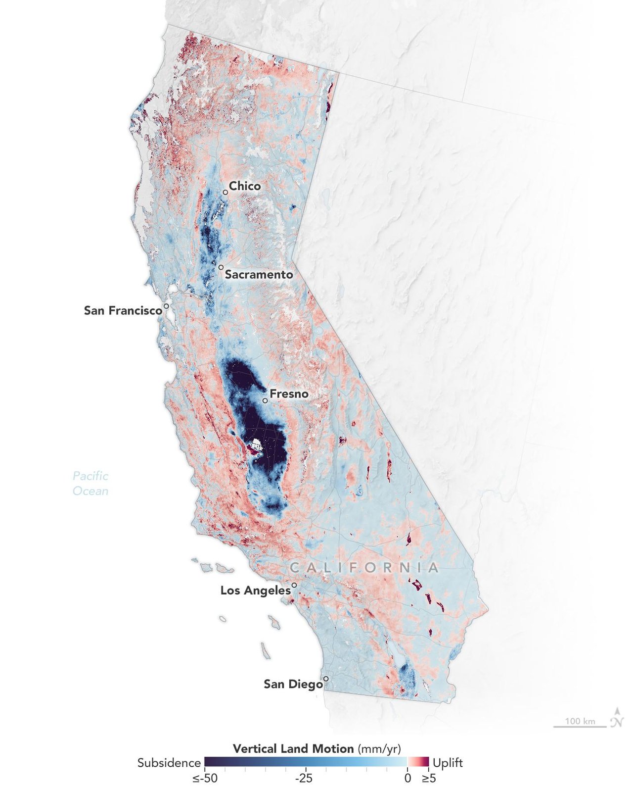 Map of California Subsidence and Uplift | NASA Jet Propulsion ...