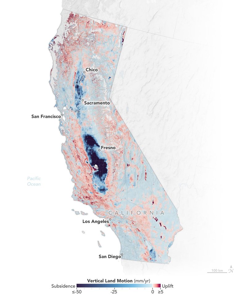 Map of California Subsidence and Uplift | NASA Jet Propulsion ...