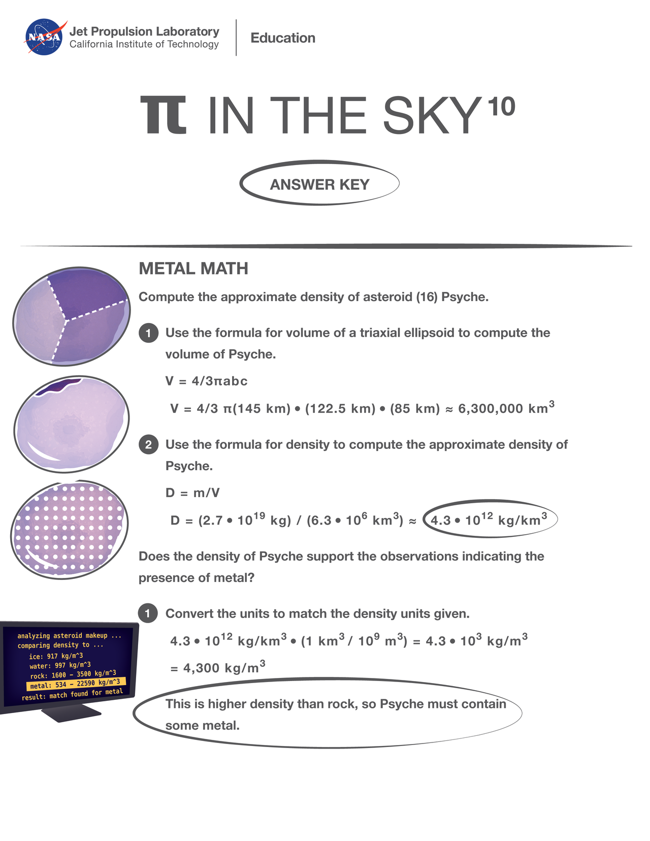 Metal Math: A ‘Pi in the Sky’ Math Challenge – Math Lesson | NASA JPL ...
