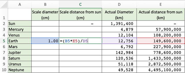 Create a Solar System Scale Model With Spreadsheets – Math Lesson ...