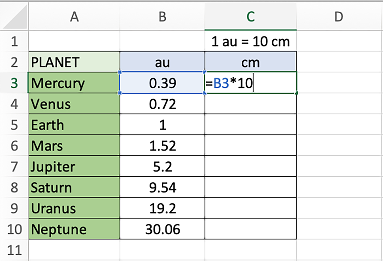 Create a Solar System Scale Model With Spreadsheets – Math Lesson ...