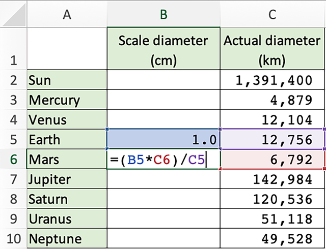 Create a Solar System Scale Model With Spreadsheets – Math Lesson ...